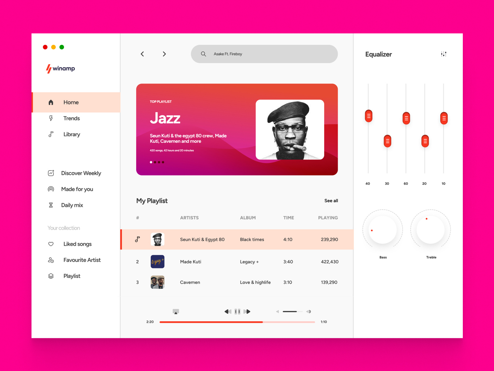 Winamp Music Player by Odinaka onuigbo on Dribbble