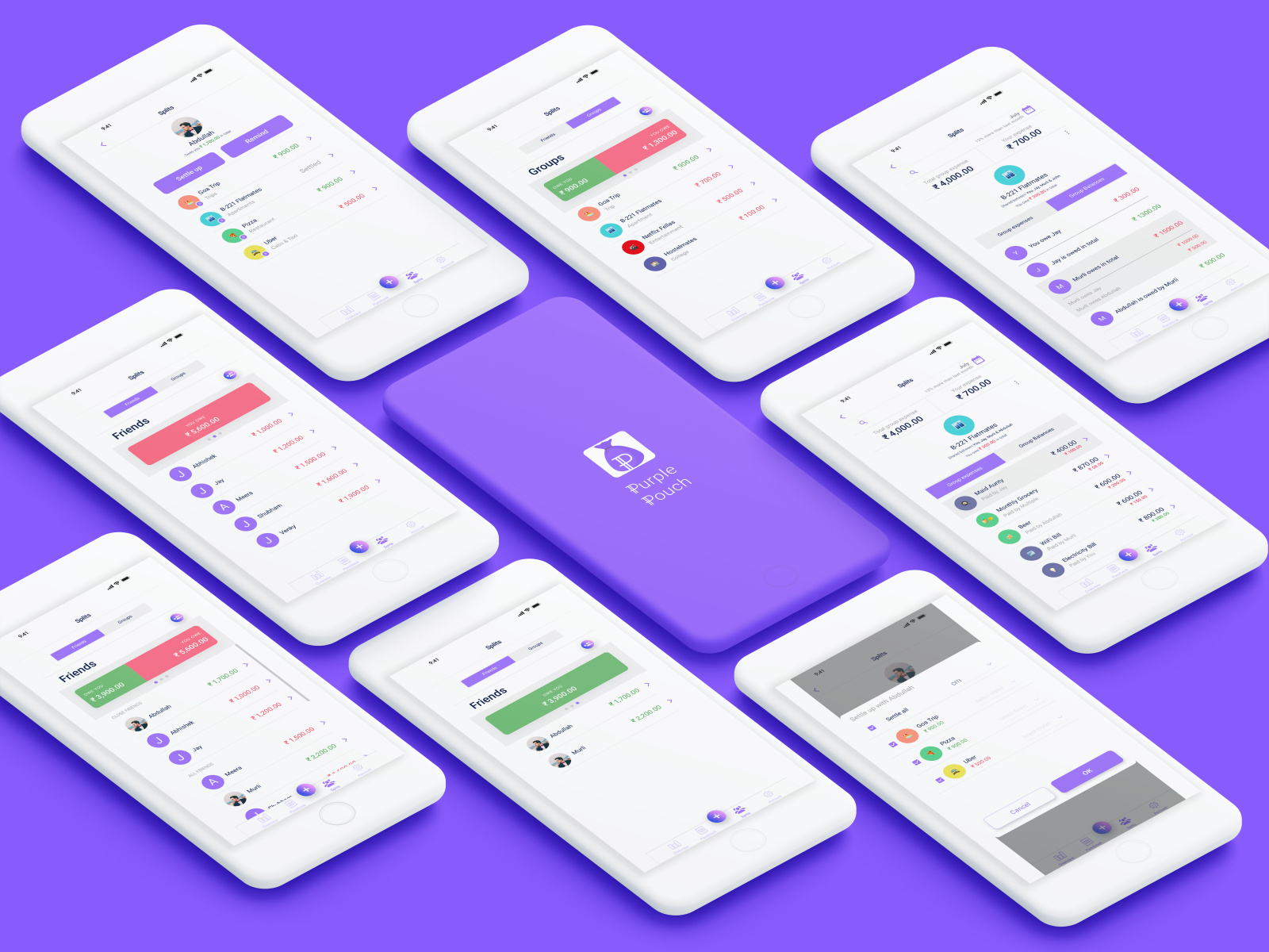 Splits page - Purple Pouch by Sanket Temani on Dribbble