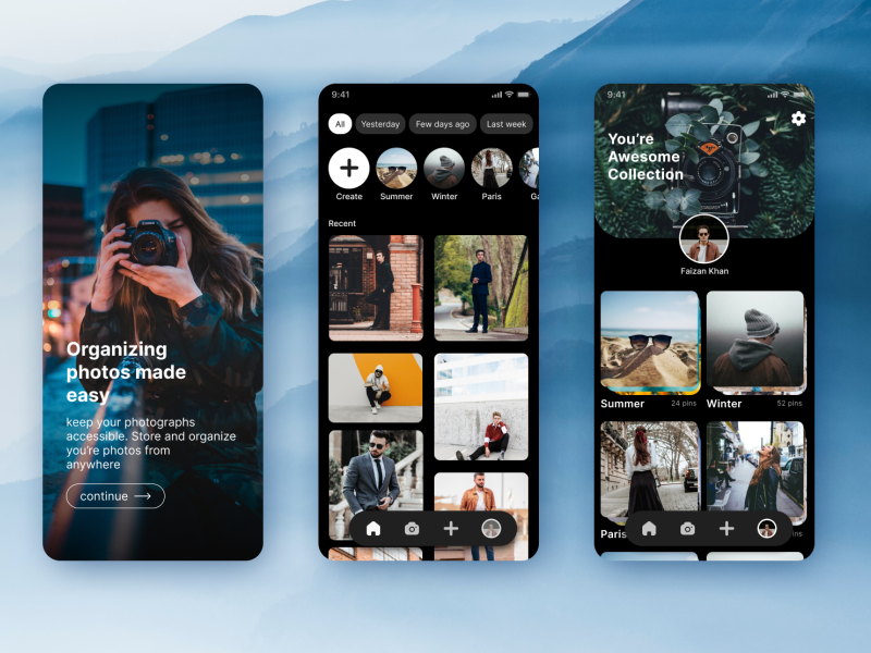 Organizing photos app UI Design by Mohamed Faizan Khan on Dribbble