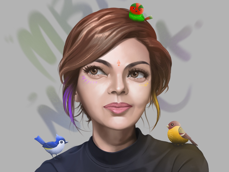 girl and birds by Tello20 on Dribbble