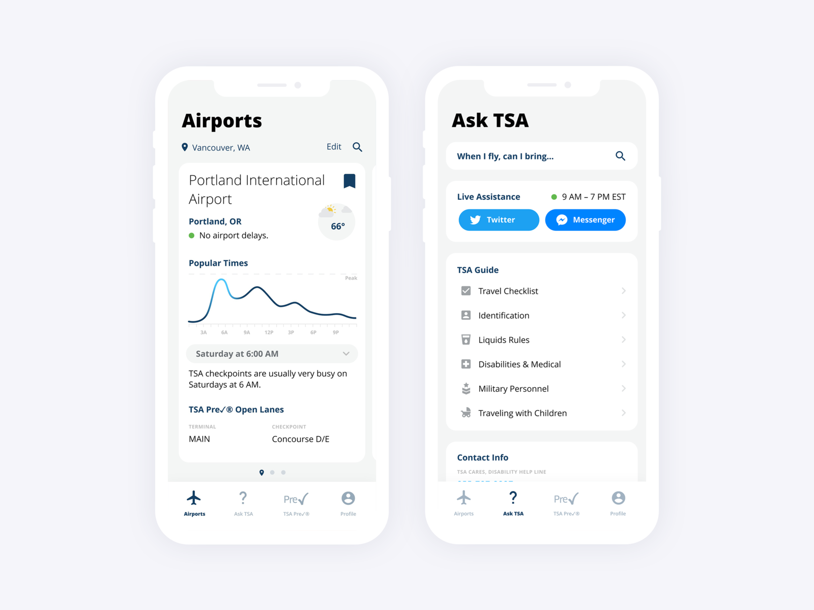 MyTSA - App Redesign by Hilary Hampton on Dribbble