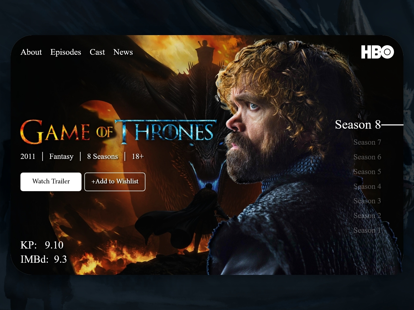 Game of Thrones Ui Design by shivam on Dribbble