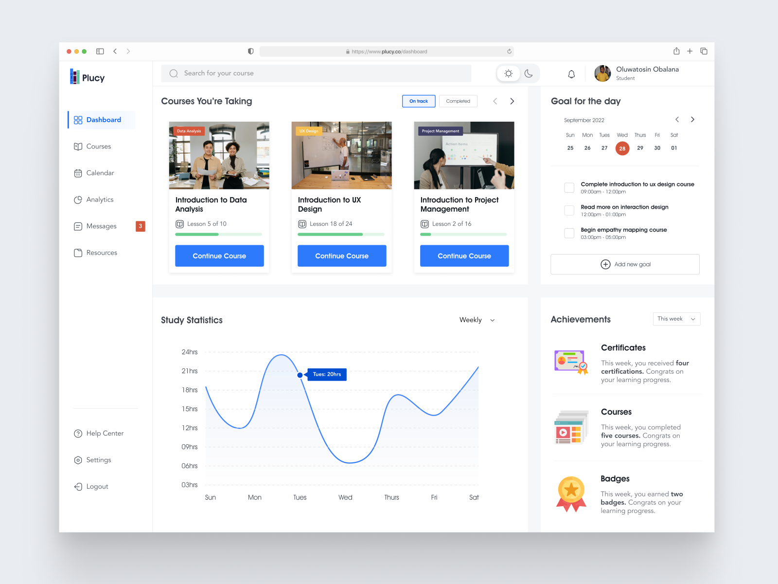 Learning Management Dashboard by Oluwatosin Obalana on Dribbble
