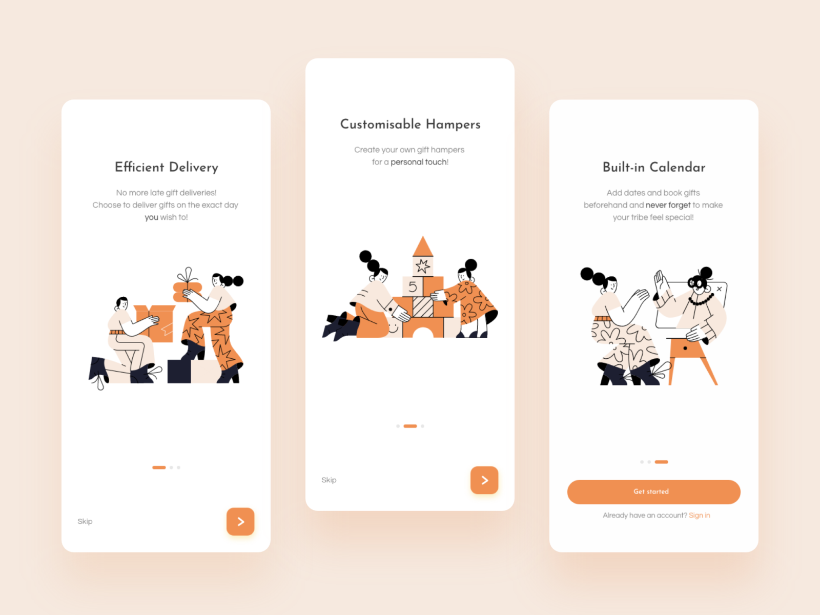 Wrapped Gift Delivery App - Onboarding by Shreemoyee Banerjee on Dribbble