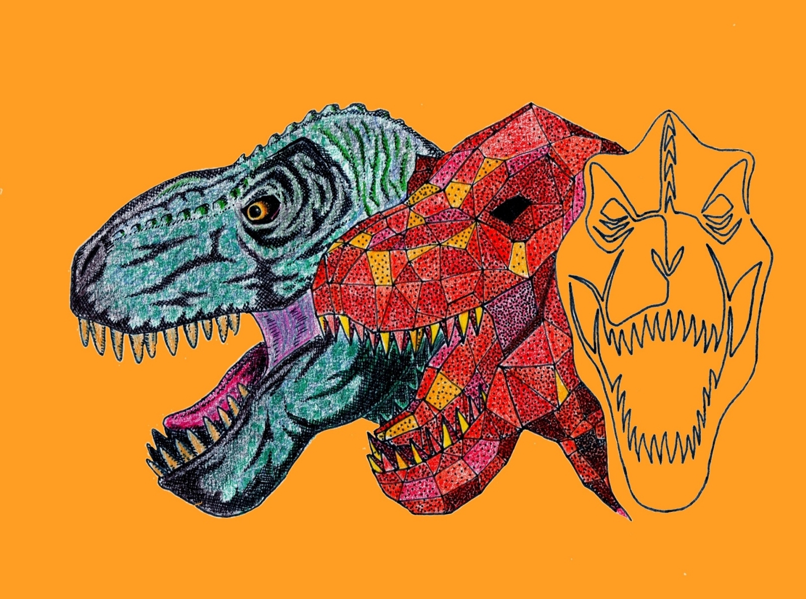 Triple T-Rex by Gustavo Dourado on Dribbble