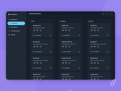 Dark Theme - Candidate Report by Bhuvaneswari on Dribbble
