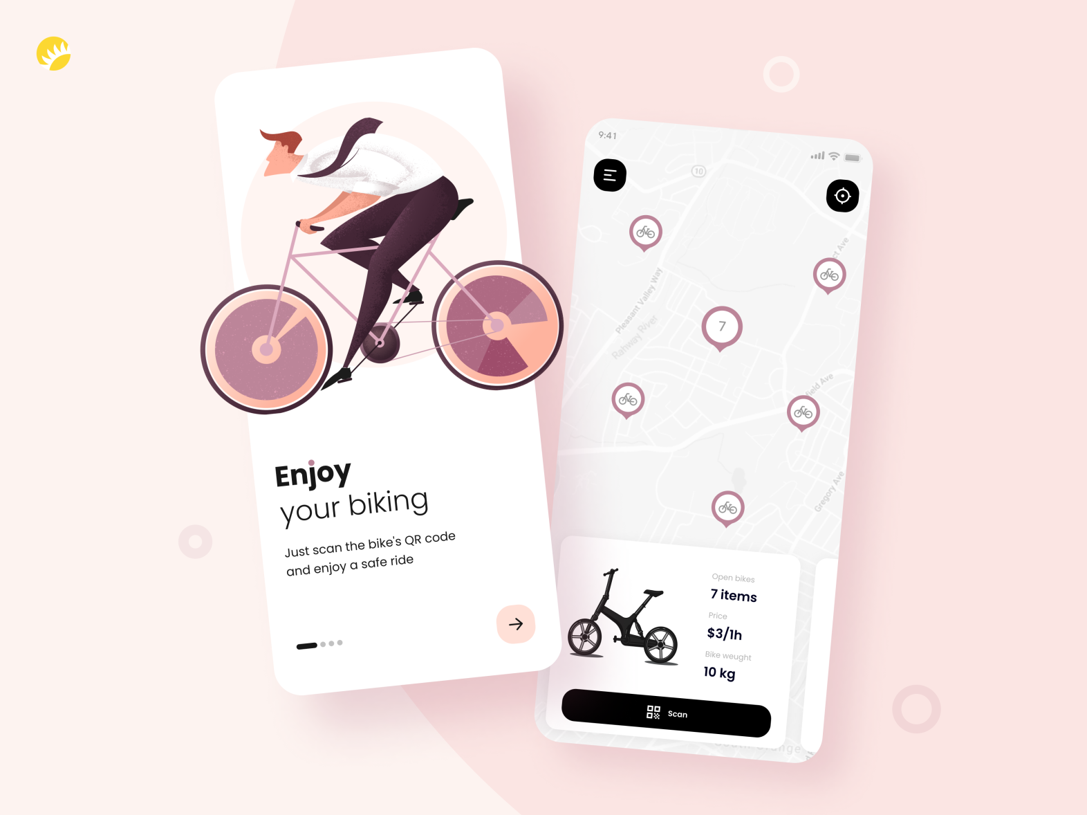 Bicycle renting app design concept by Nataly Blanar for Andersen Design ...