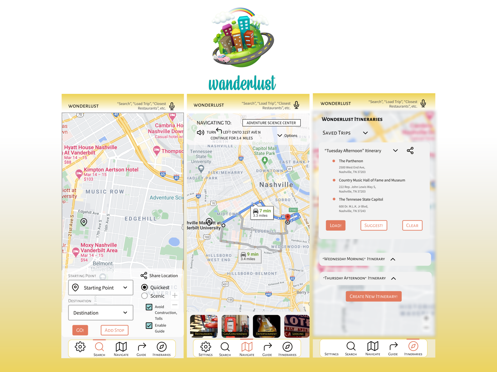 Wanderlust- The App for Tourists by Tammie Meloy on Dribbble