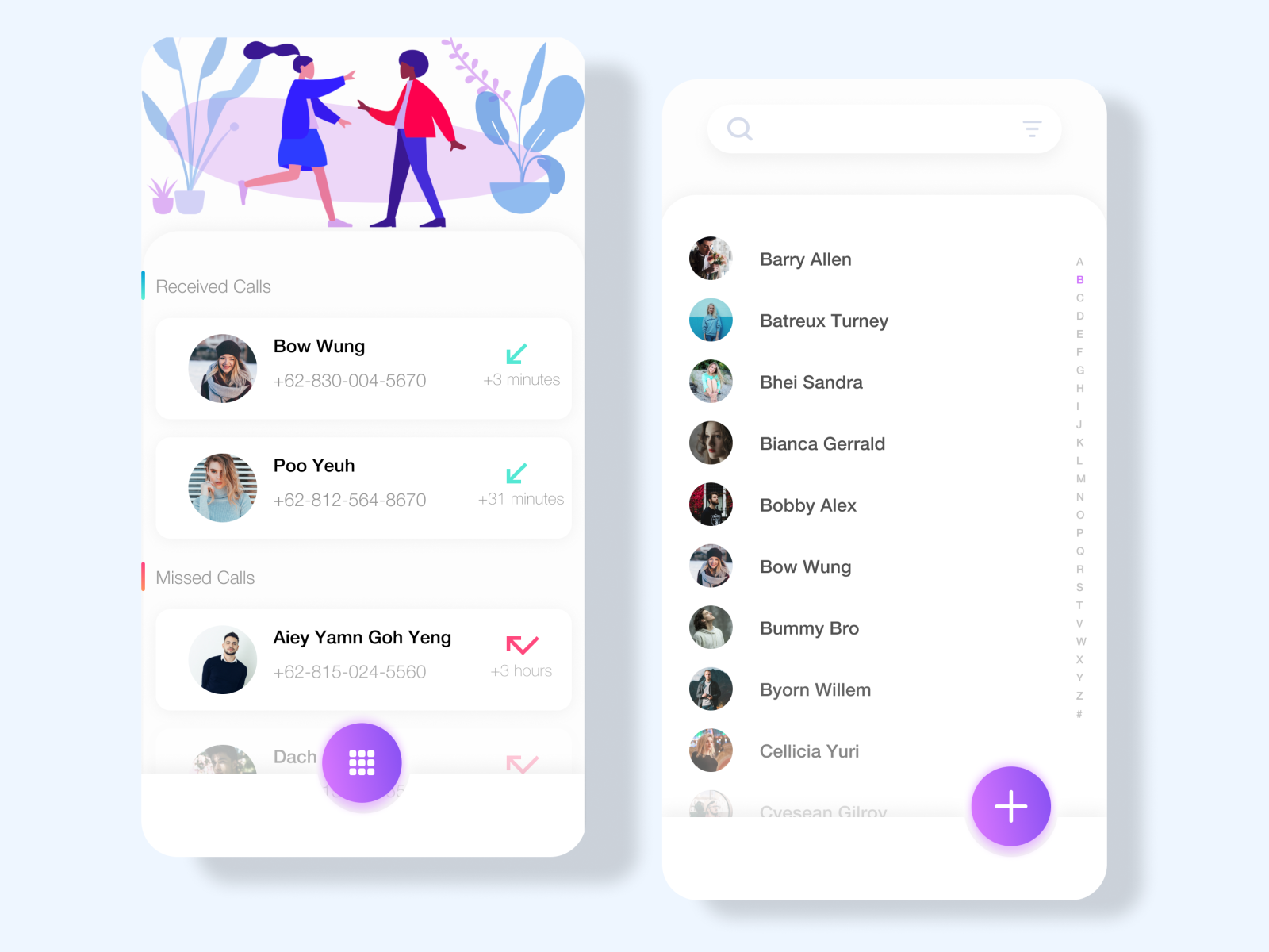 Contact Mobile App Exploration by Yogananta Listyadana on Dribbble
