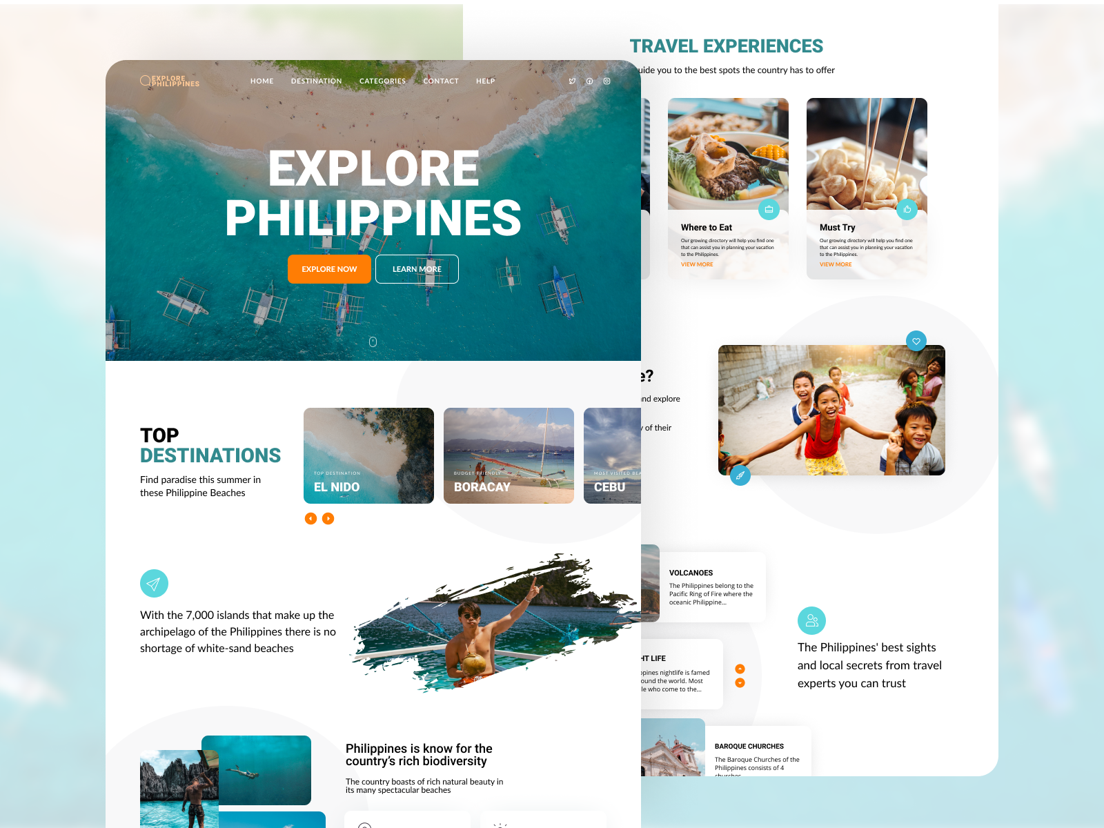 Explore Philippines Landing Page by Kate Velez on Dribbble