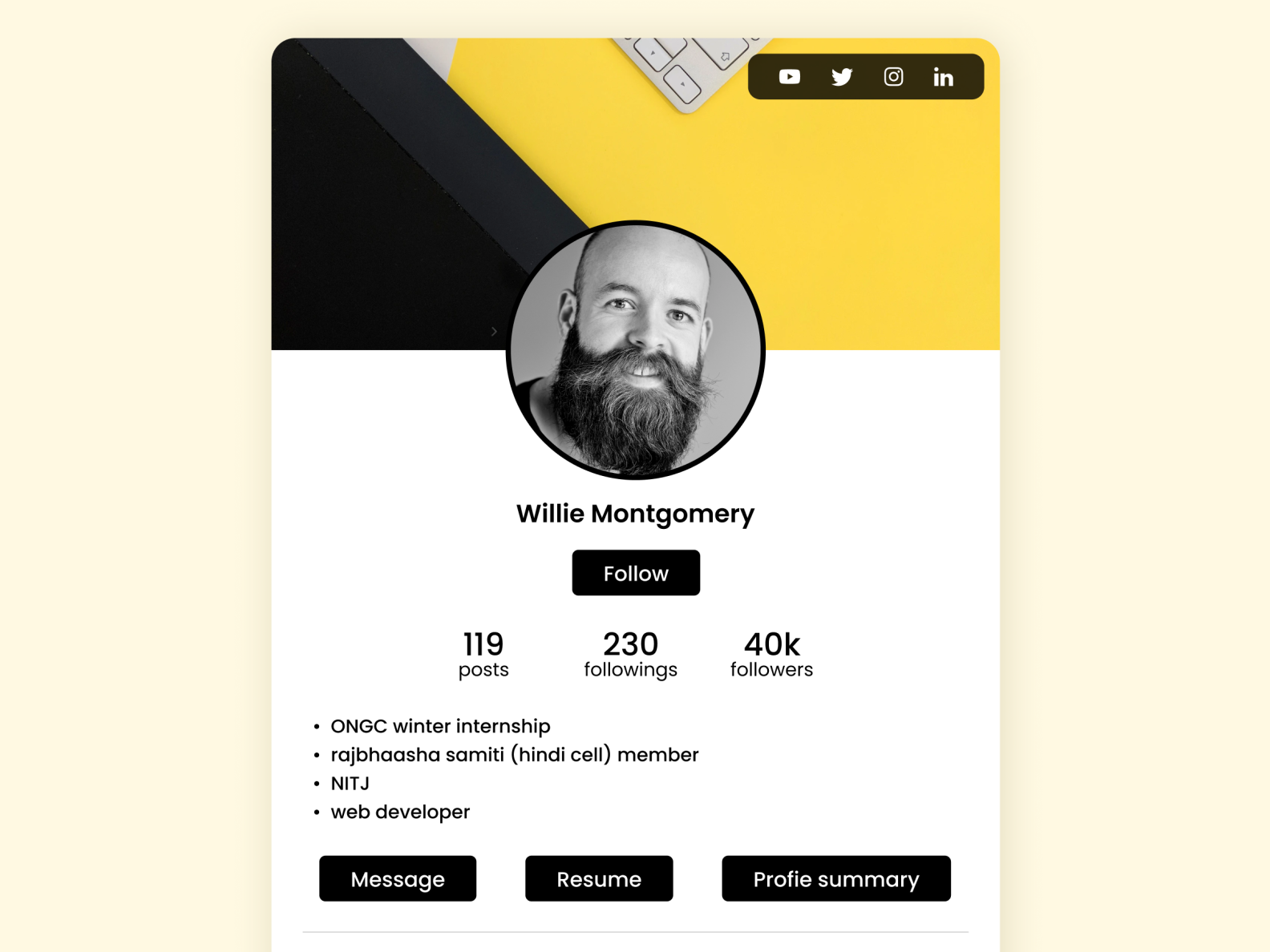 Social media profile by Laxmikant Swami on Dribbble