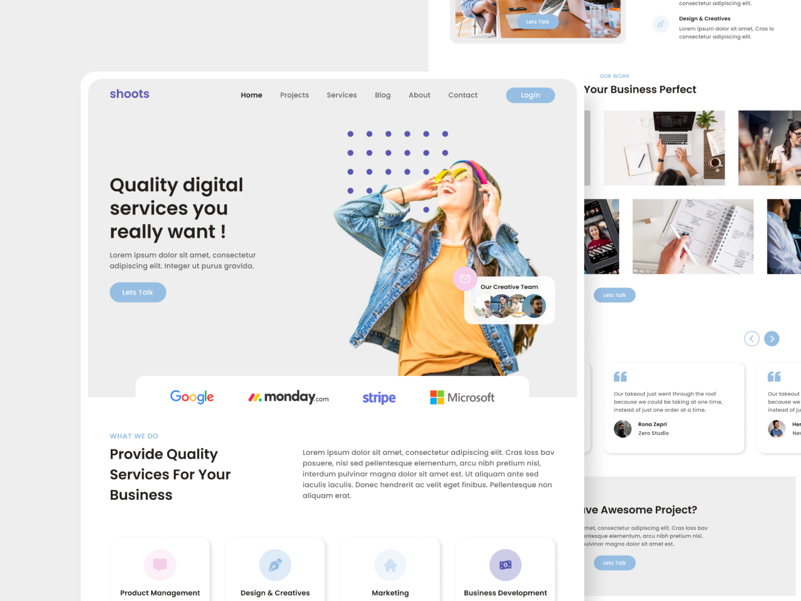Shoots - Digital Agency Landing Page by Rona Zepri on Dribbble