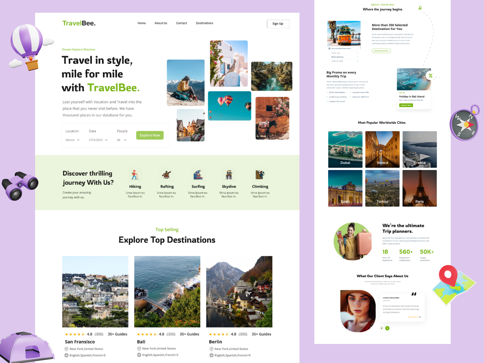 TravelBee - Travel Agency Website by MuradZaman on Dribbble