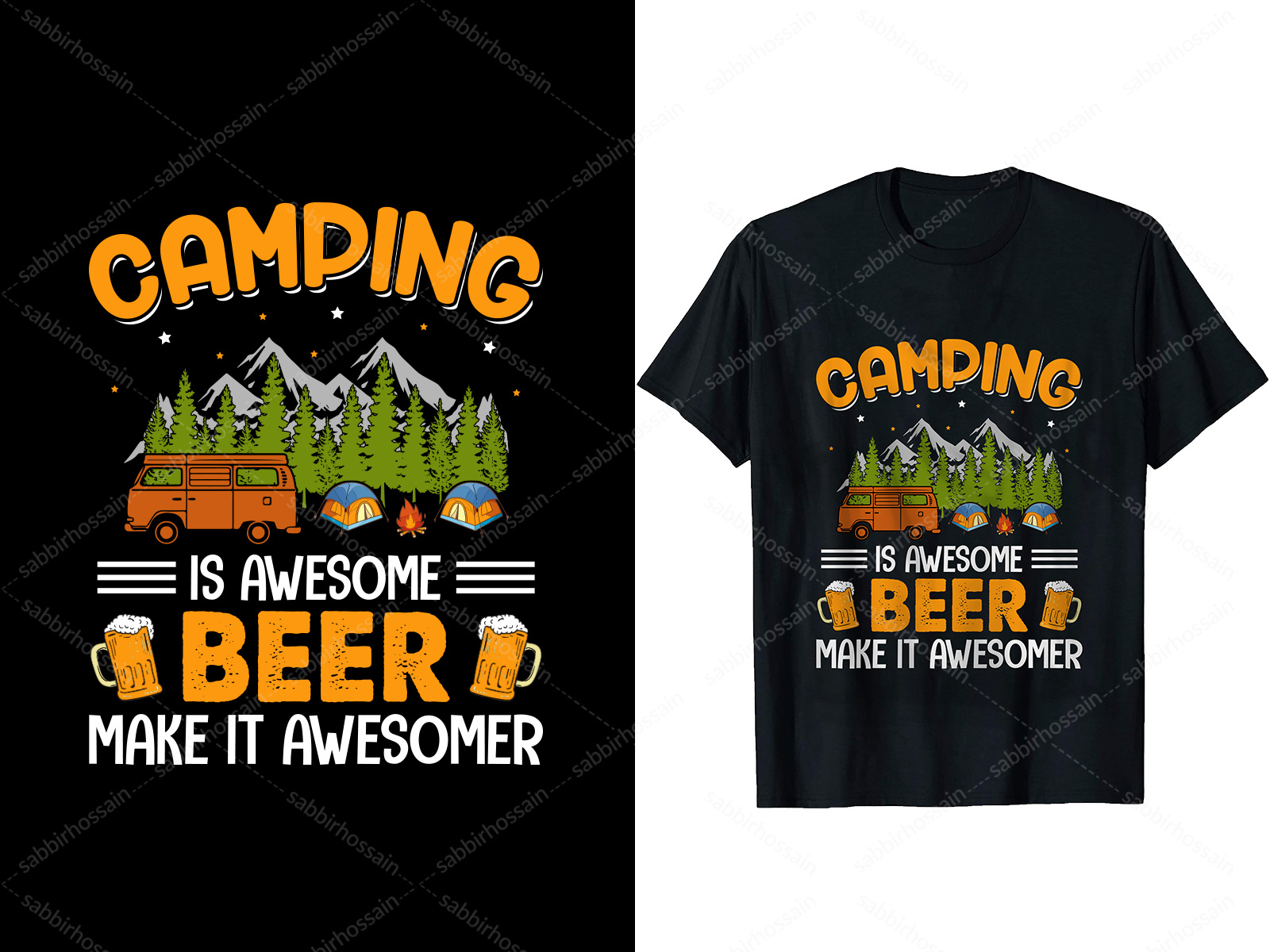 Camping is Awesome Beer Make it Awesomer Merch Tees by Md Sabbir ...