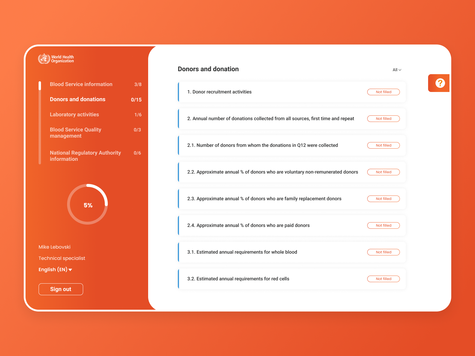 WHO: Questionnaire interactive interface by Eugene Yushenko for BWT ...