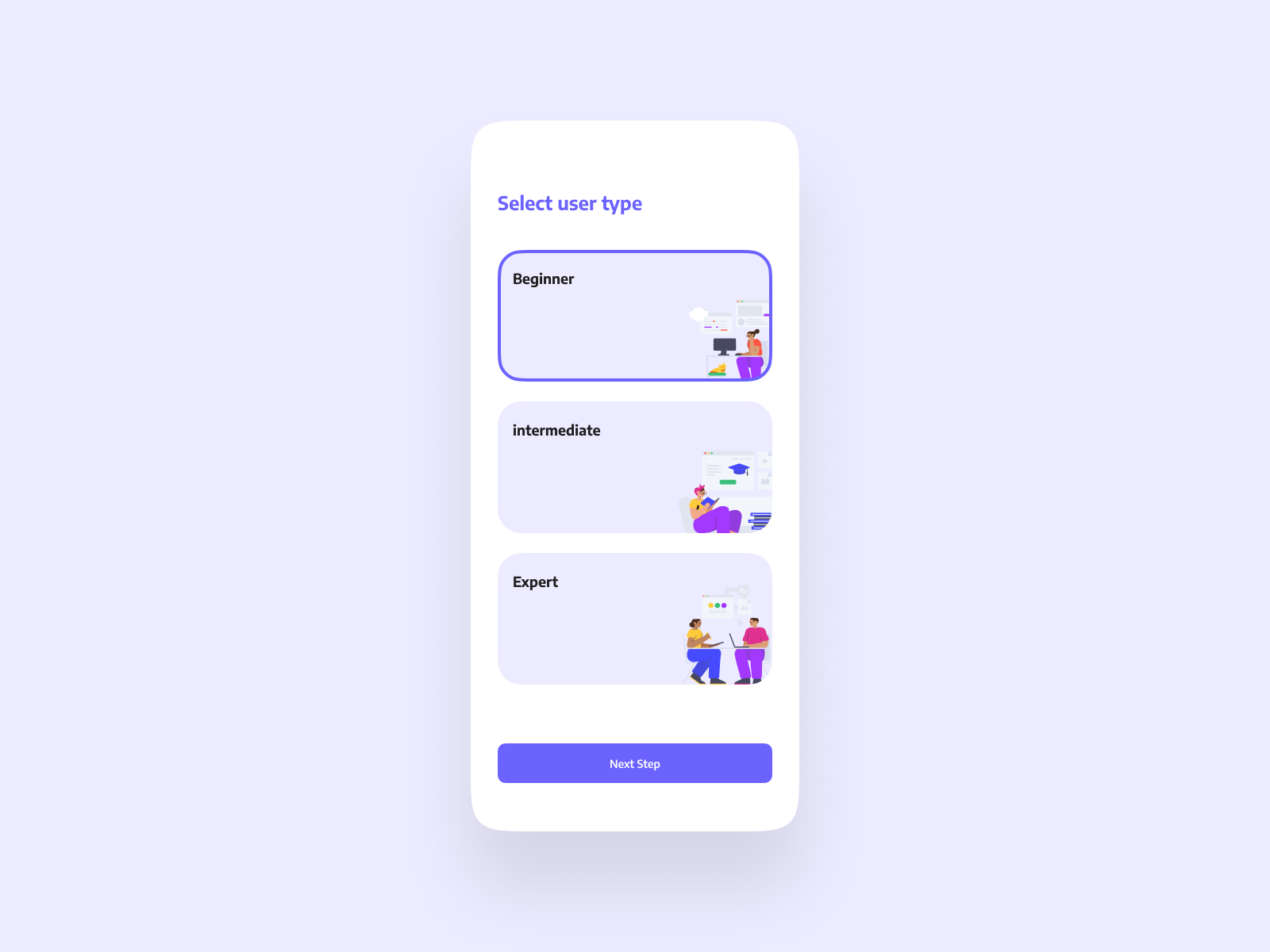 Select User Type by Charan on Dribbble