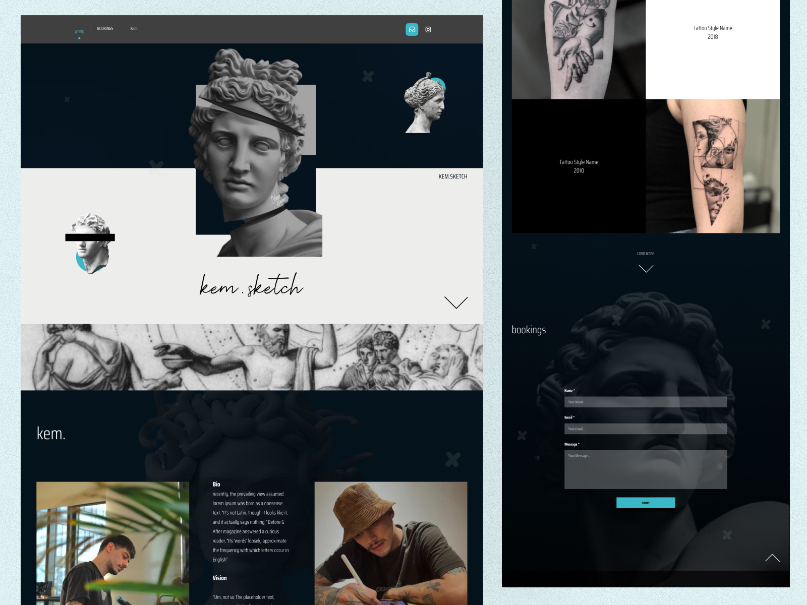 Tattoo Artist Landing UI Portfolio by Shashinka Wijesundara on Dribbble