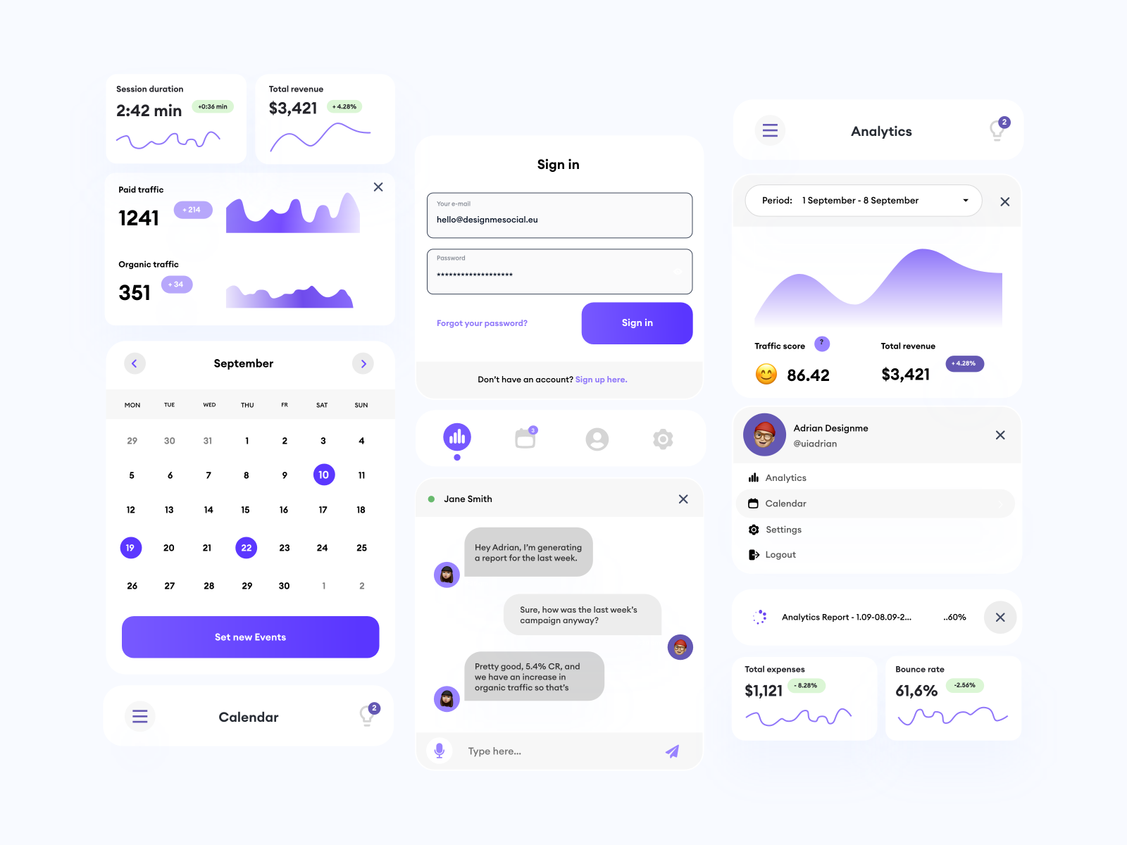 Analytics App Pop-ups - mobile design light UI by UI Adrian (Adrian ...