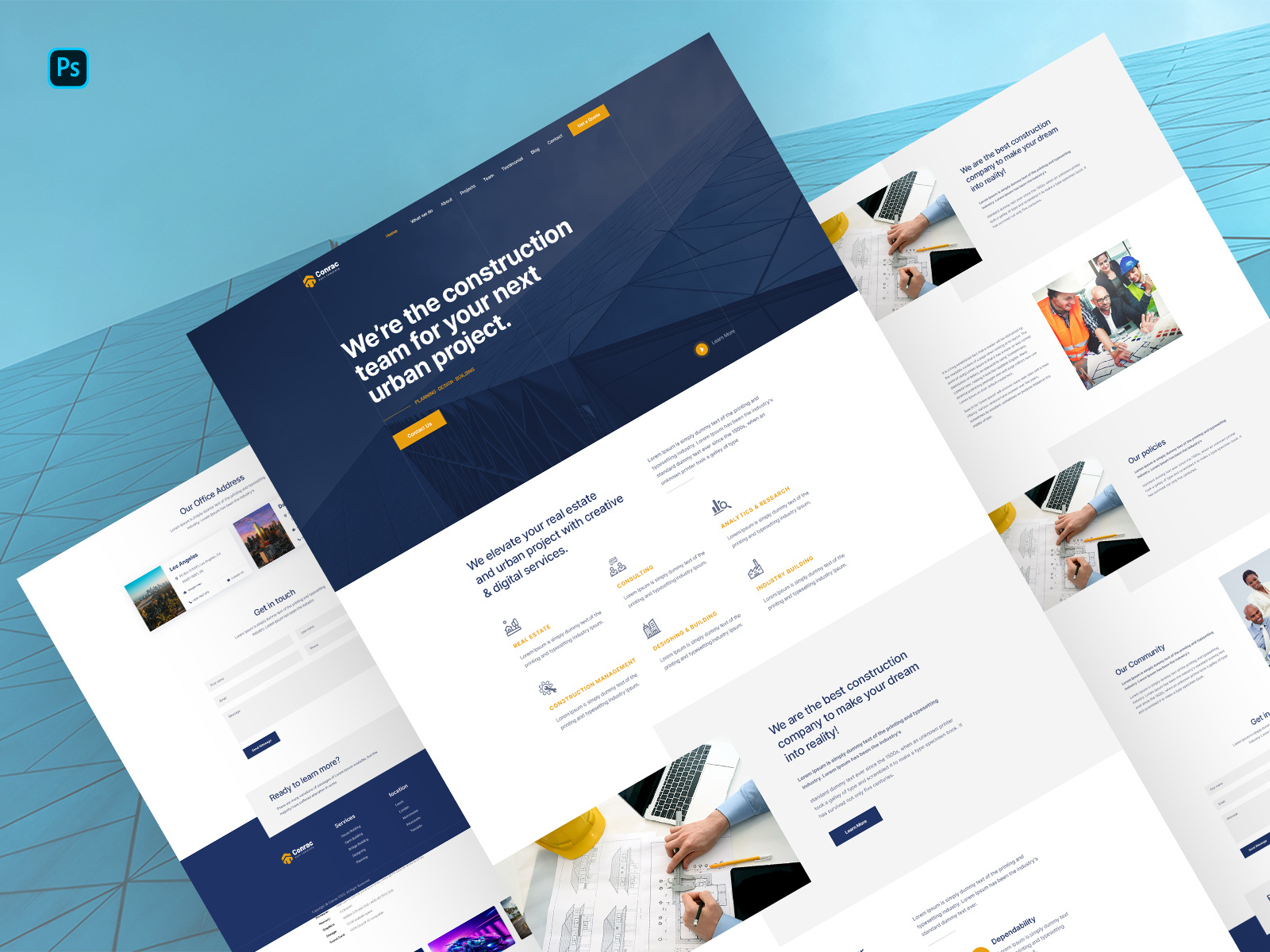 Conrac - Construction Website UI Template by Md Shah Alam on Dribbble