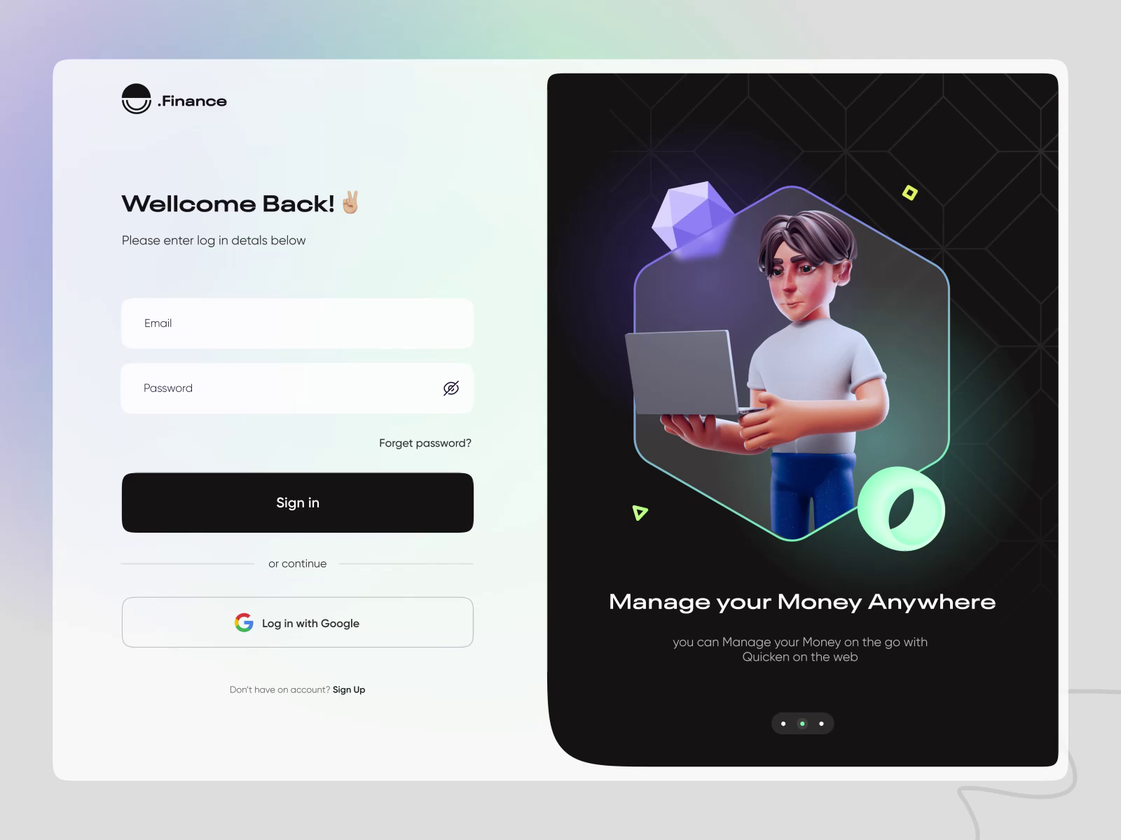 Login page by Zahra Mohammadi for Pela Design on Dribbble