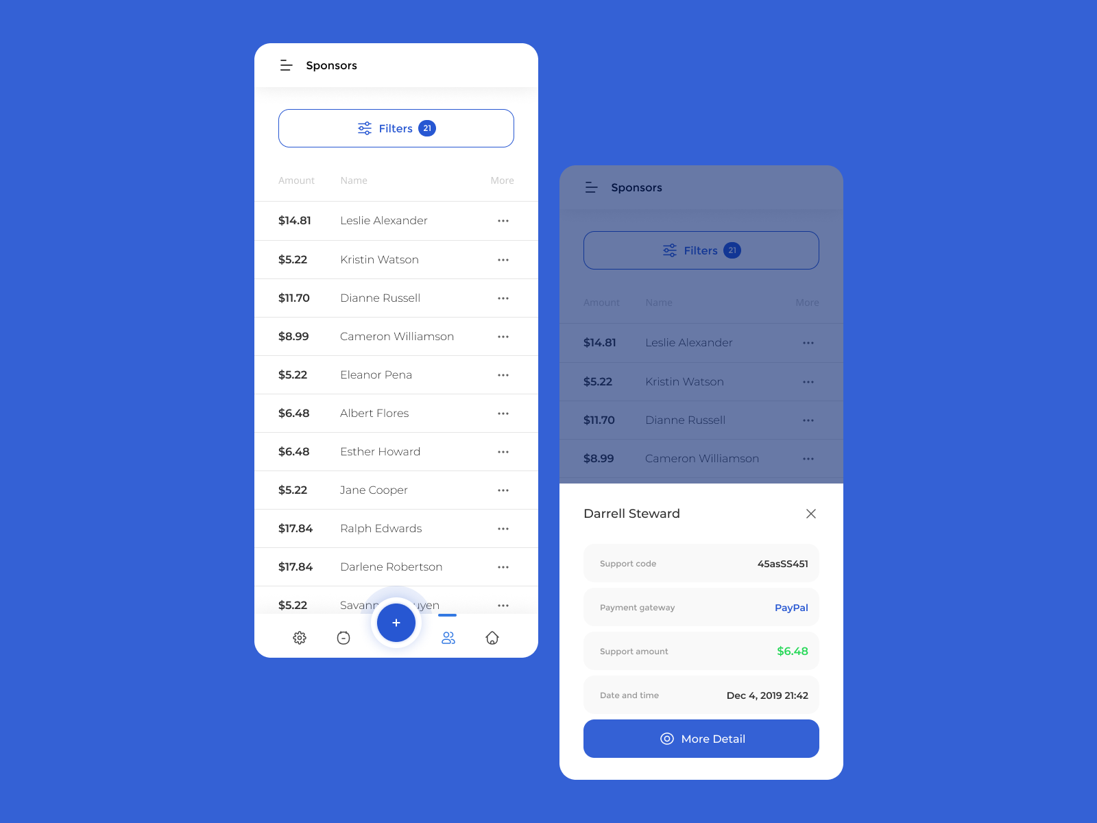 List of sponsors by Ehsan Ezzati on Dribbble
