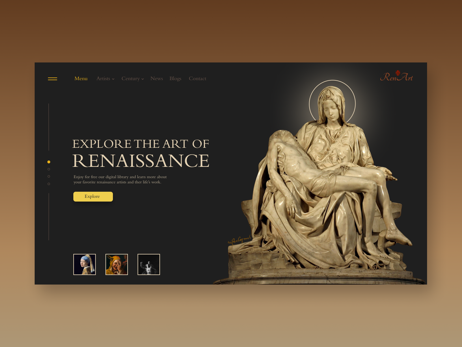 Renaissance Art - Homepage by Aleksandar Milanovic on Dribbble