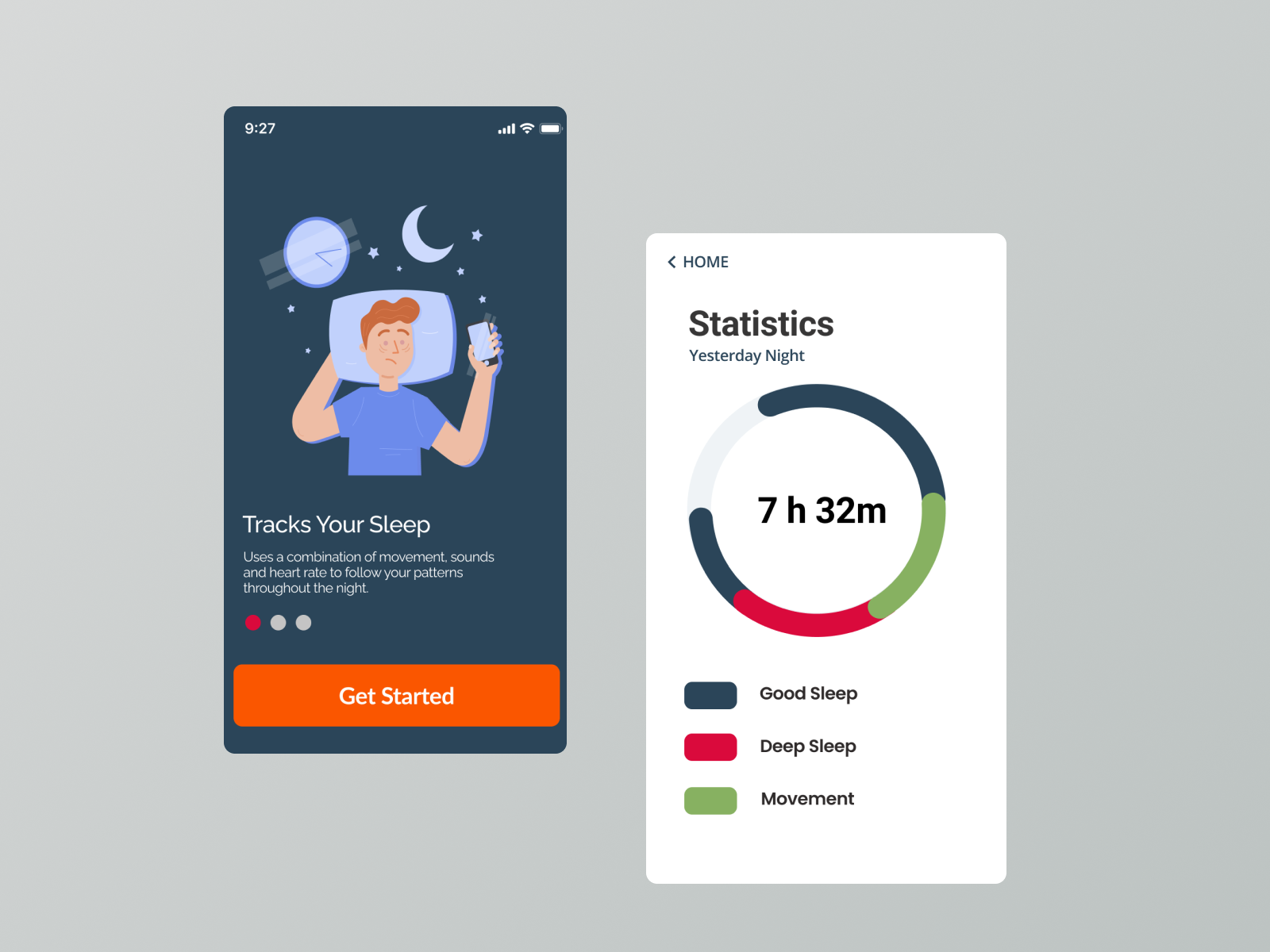 Sleep app ui by Harshit on Dribbble