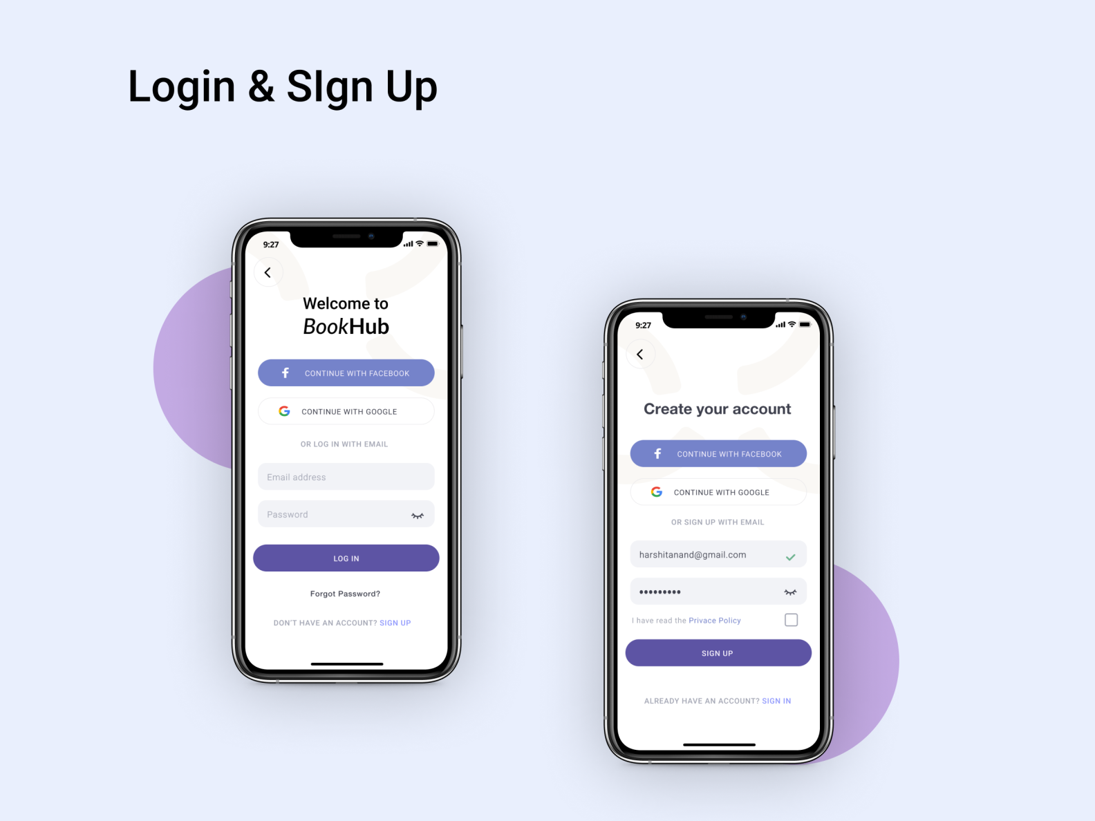 Login & SignUp ui for BookHub by Harshit on Dribbble