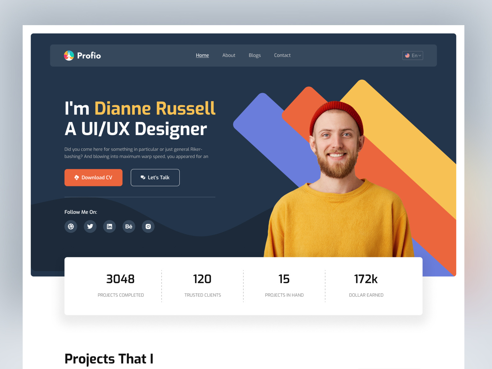 Personal Portfolio website - Profio by Sakhawat Hossain on Dribbble