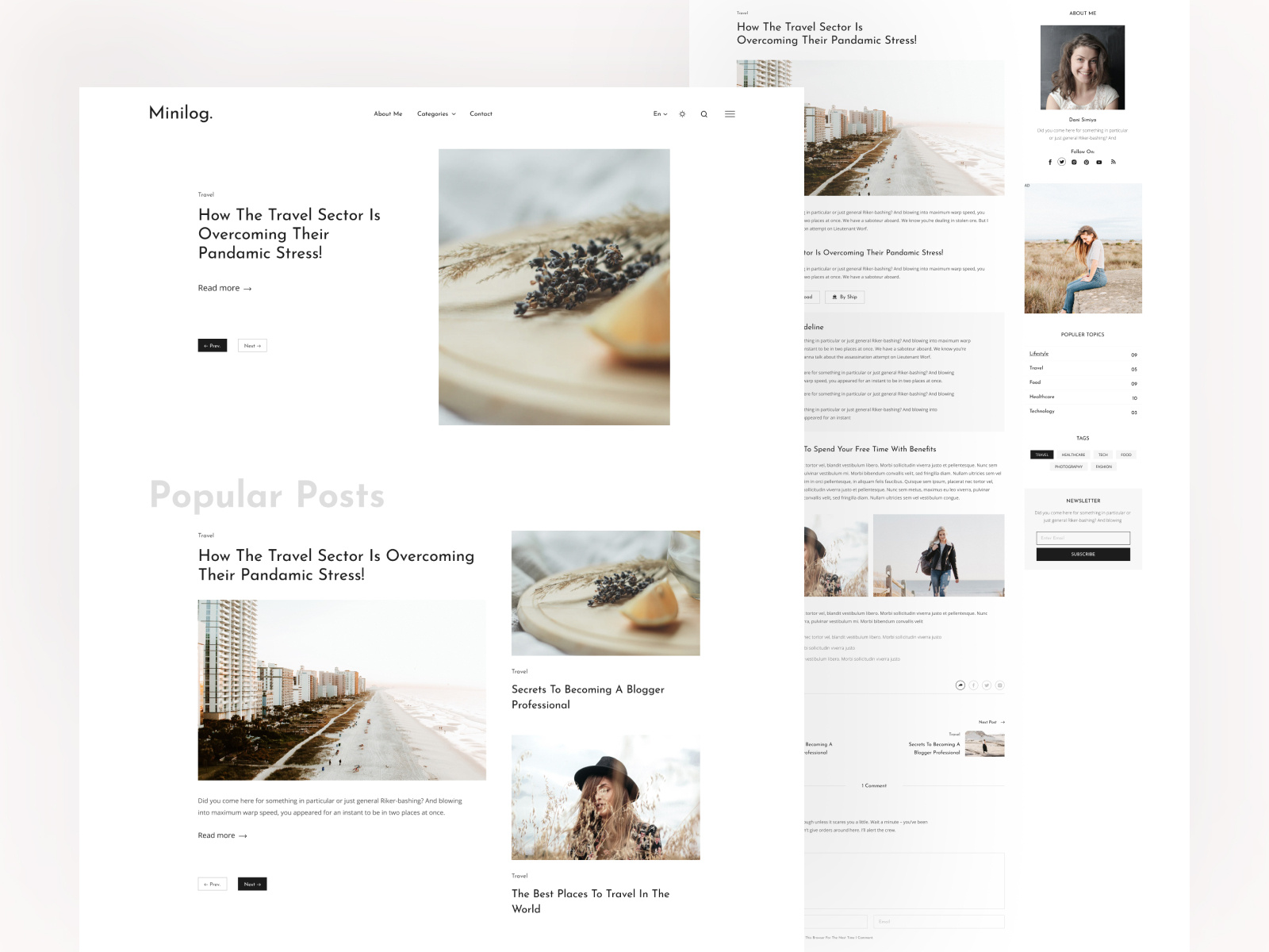 Personal Blog website - Minilog by Sakhawat Hossain on Dribbble