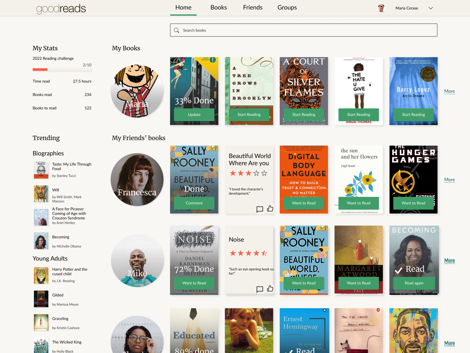 Goodreads reimagined by Maria Cerase on Dribbble