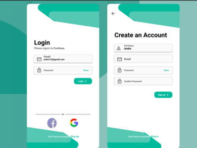 Login & Signup mobile apps Design by Andriyanto on Dribbble
