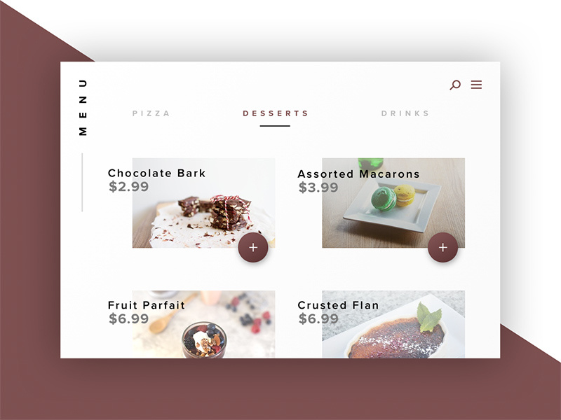 Daily UI 43 - Food/Drink Menu by Justin Jones on Dribbble