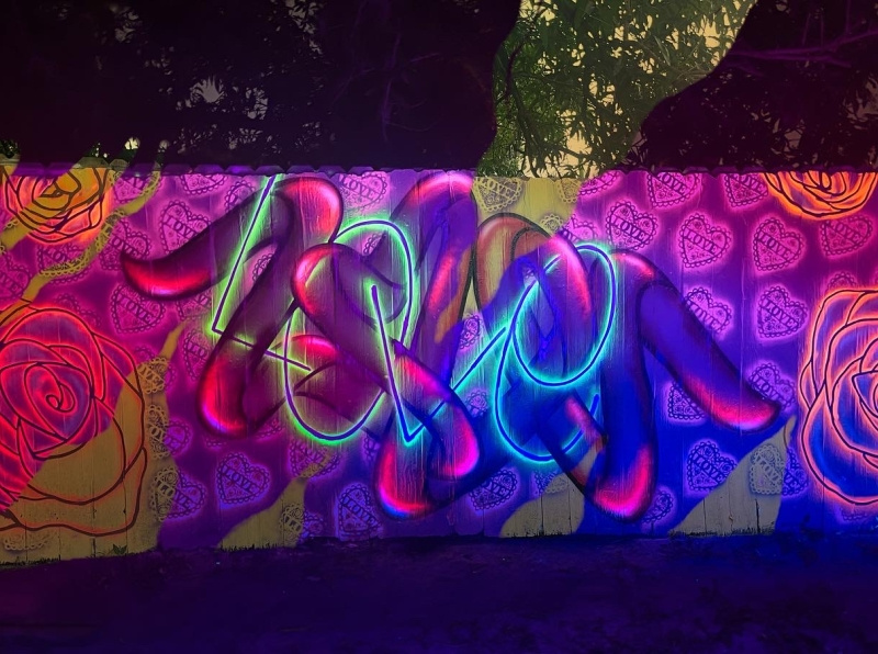 Love graffiti wall fluorescent art by Shoker Art1 on Dribbble