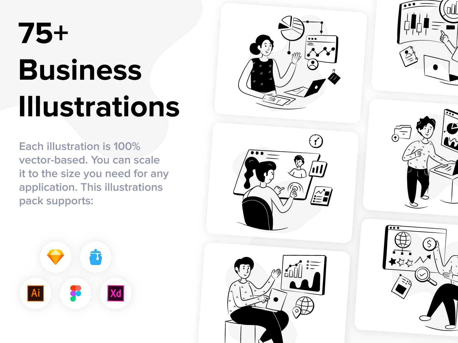 79 Hand Drawn Business Illustrations by Smashing Stocks on Dribbble