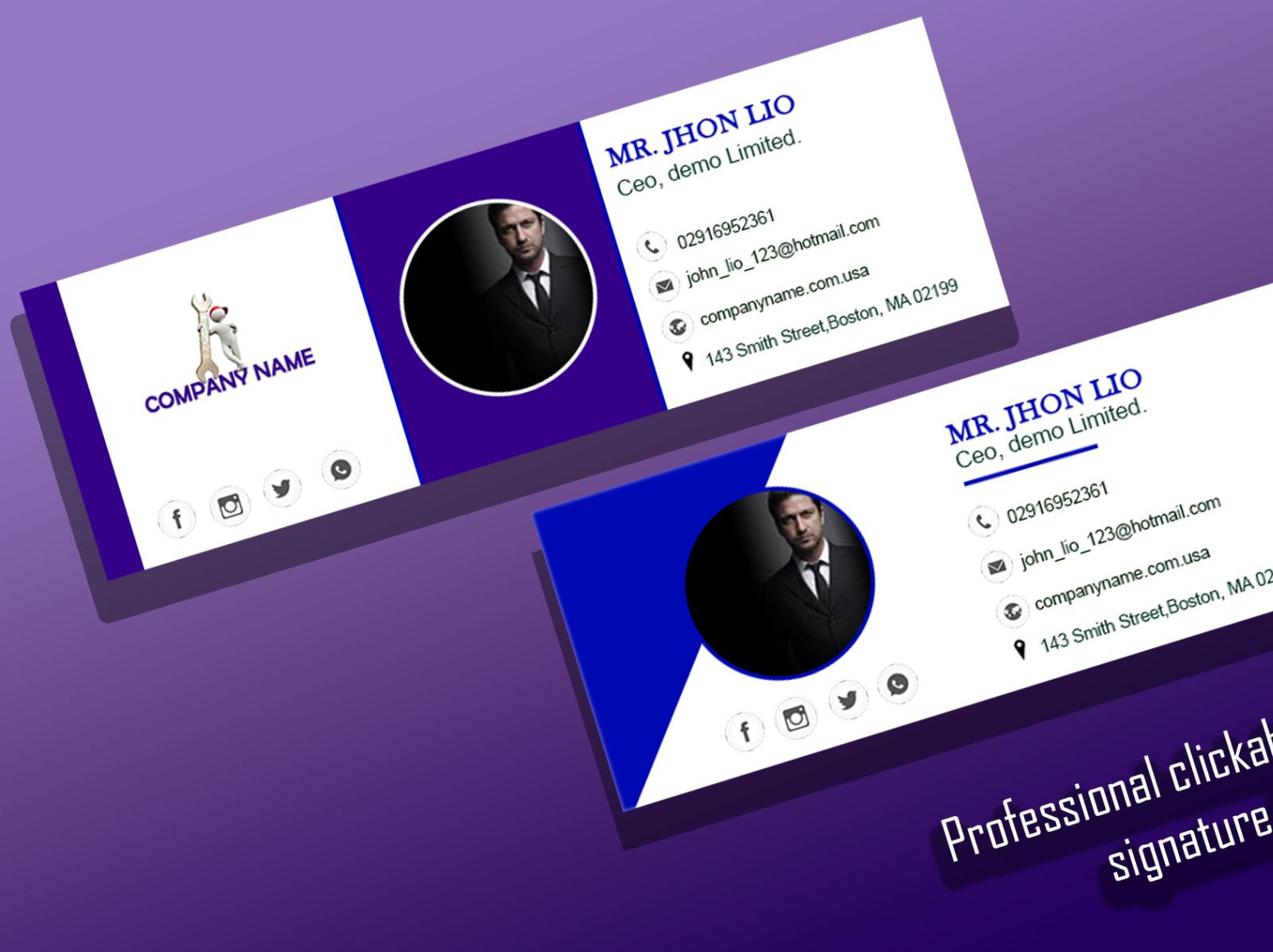 Professional clickable HTML email signature Design-2 by MIzanur Rahman ...