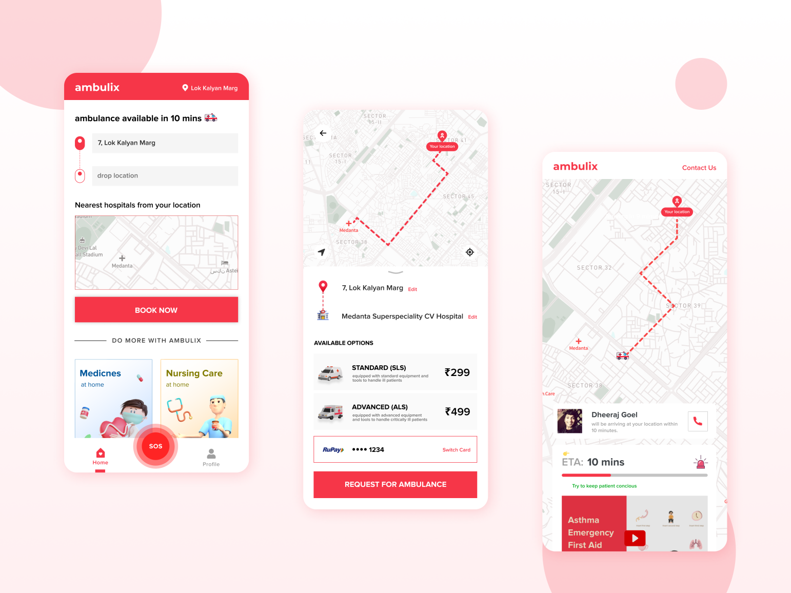 Ambulance app by Dheeraj Goel on Dribbble