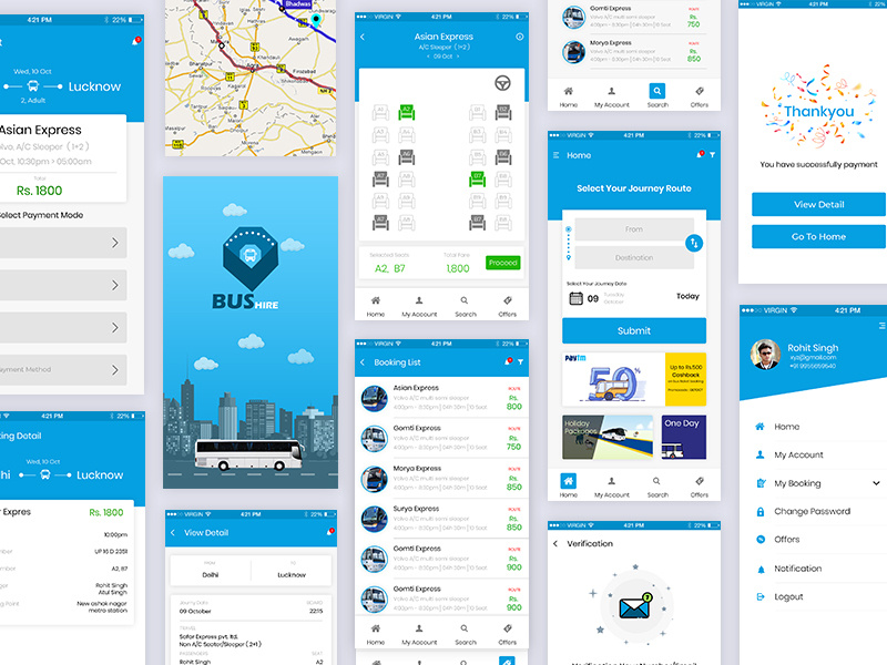 BusHire App by Mukul Gopaliya on Dribbble