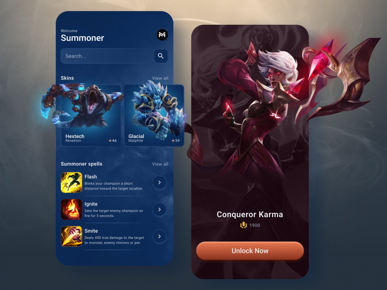 League Of Legends: Skins & Spells App Concept by Michał Hoinka on Dribbble