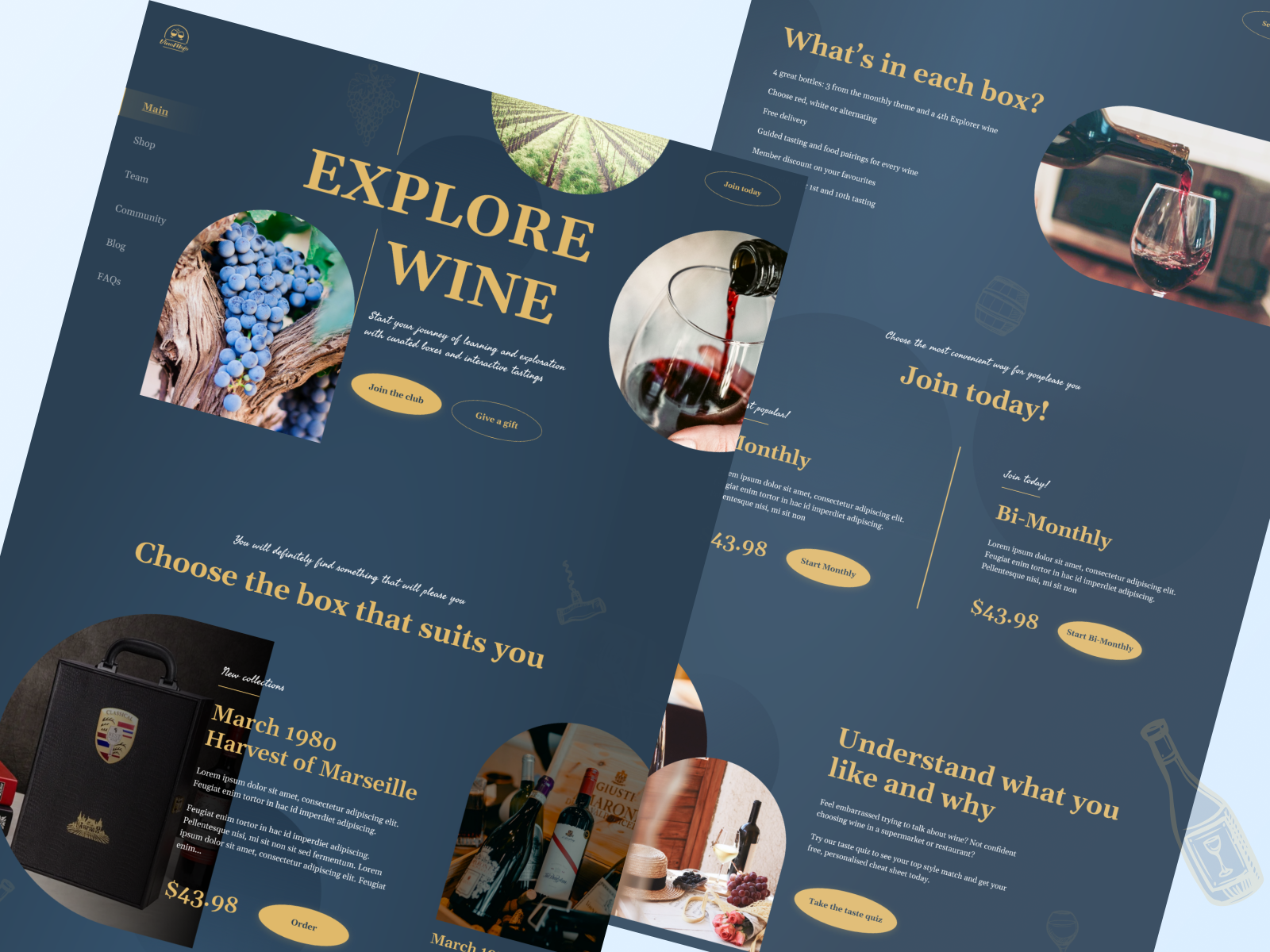 Wine study site by Yuliia Denshchyk on Dribbble