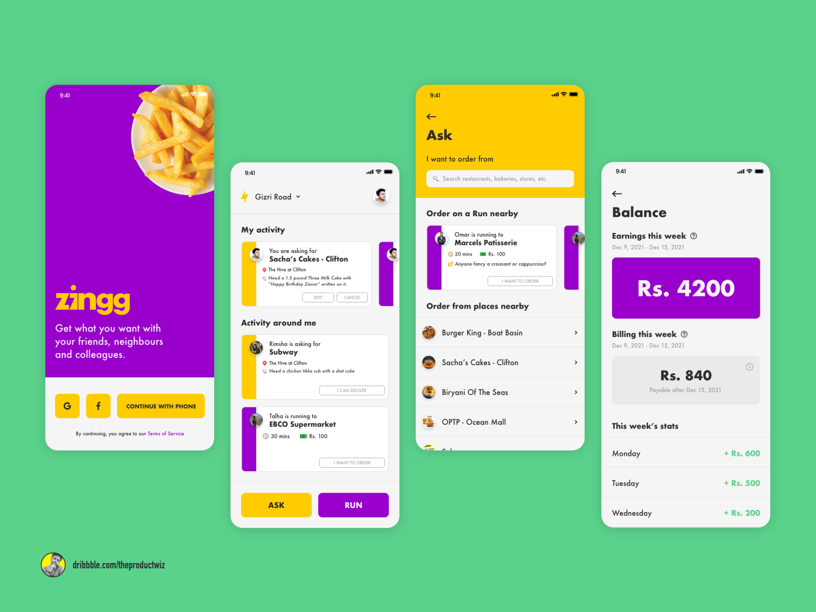 Zingg — Community-powered Delivery App by Osama Noor on Dribbble