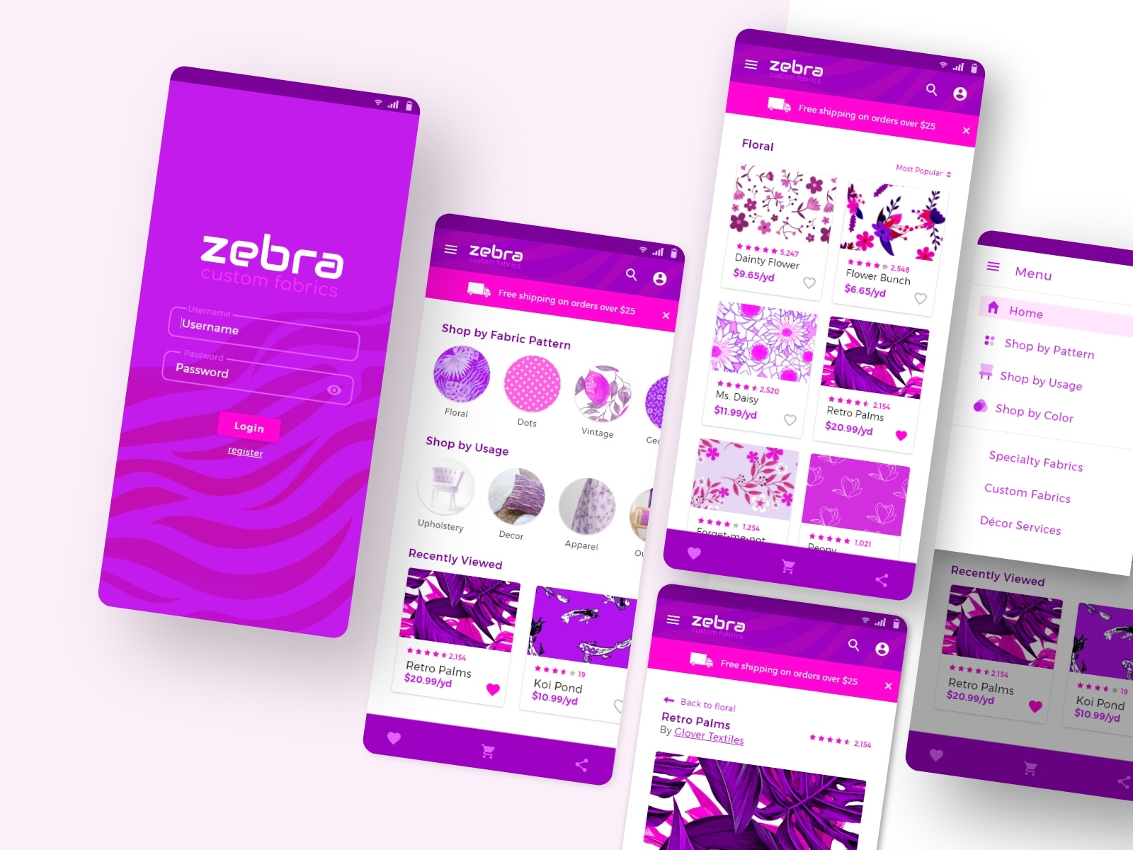 Zebra Custom Fabrics Mobile by Silver Square Services on Dribbble