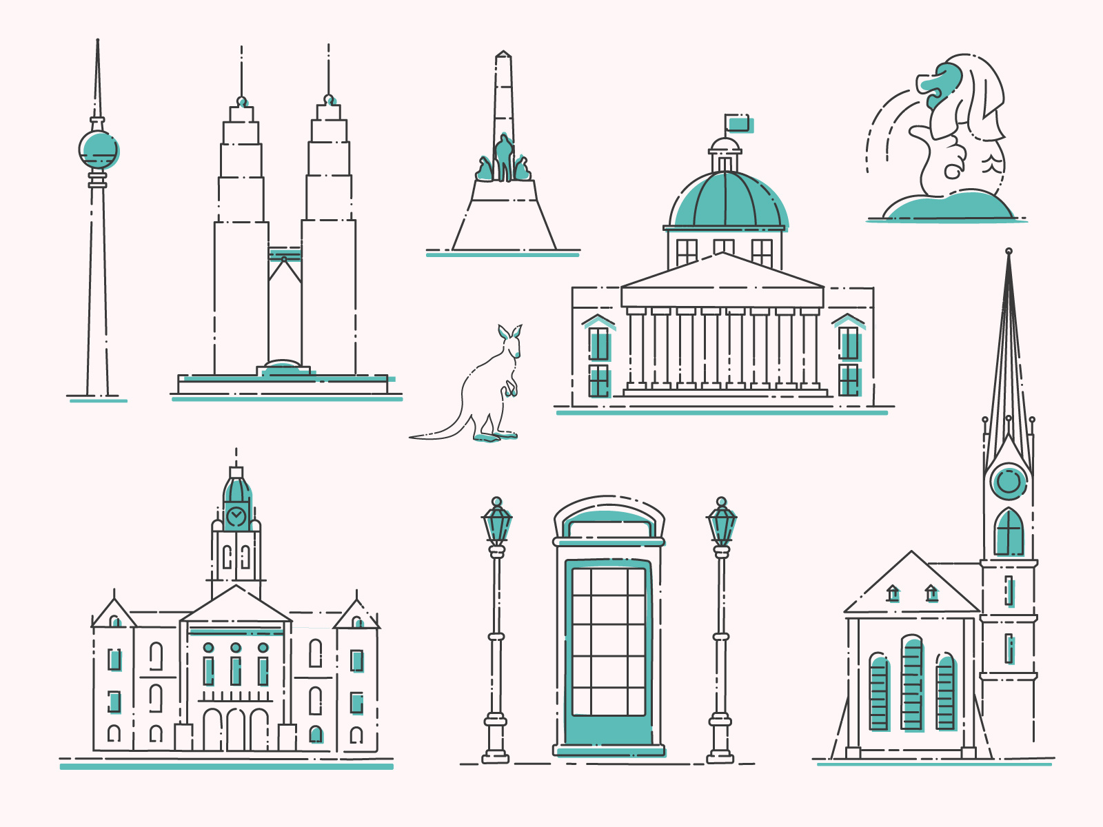 Landmarks Around the World by Romelyn Sansolis on Dribbble