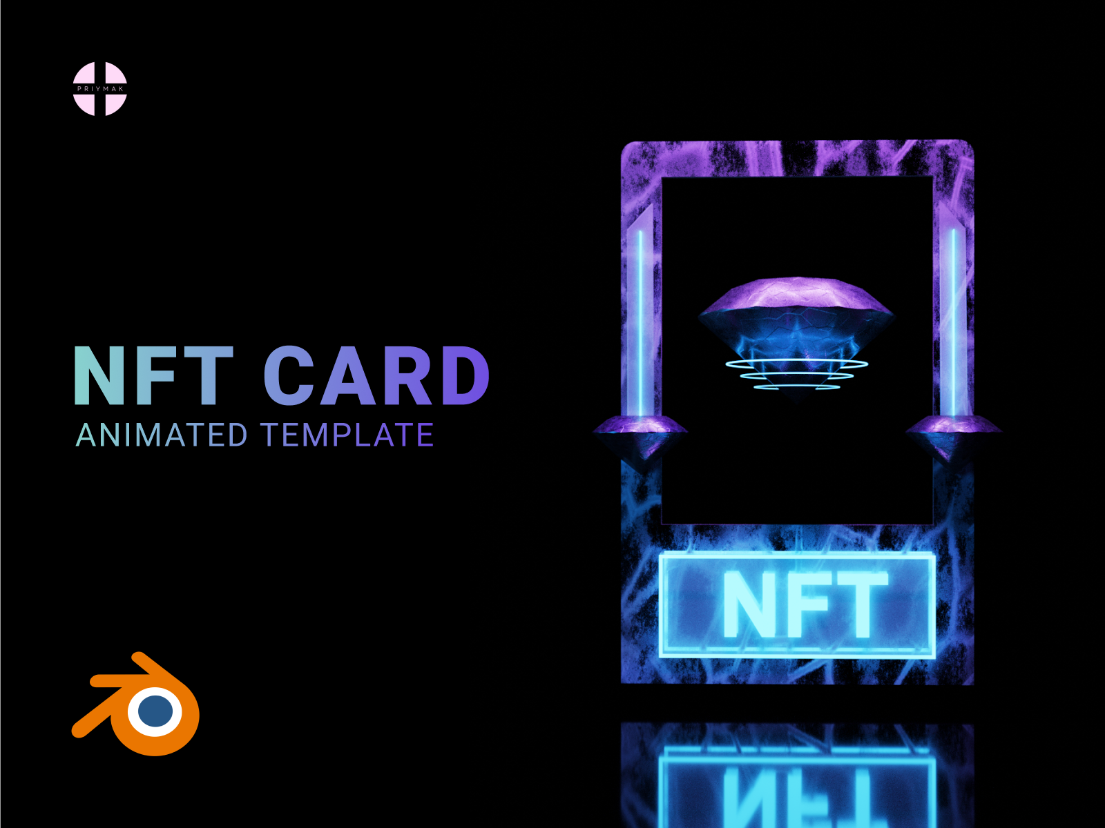 NFT Neon Card Template For Blender blend File Tutorial By Priymak 