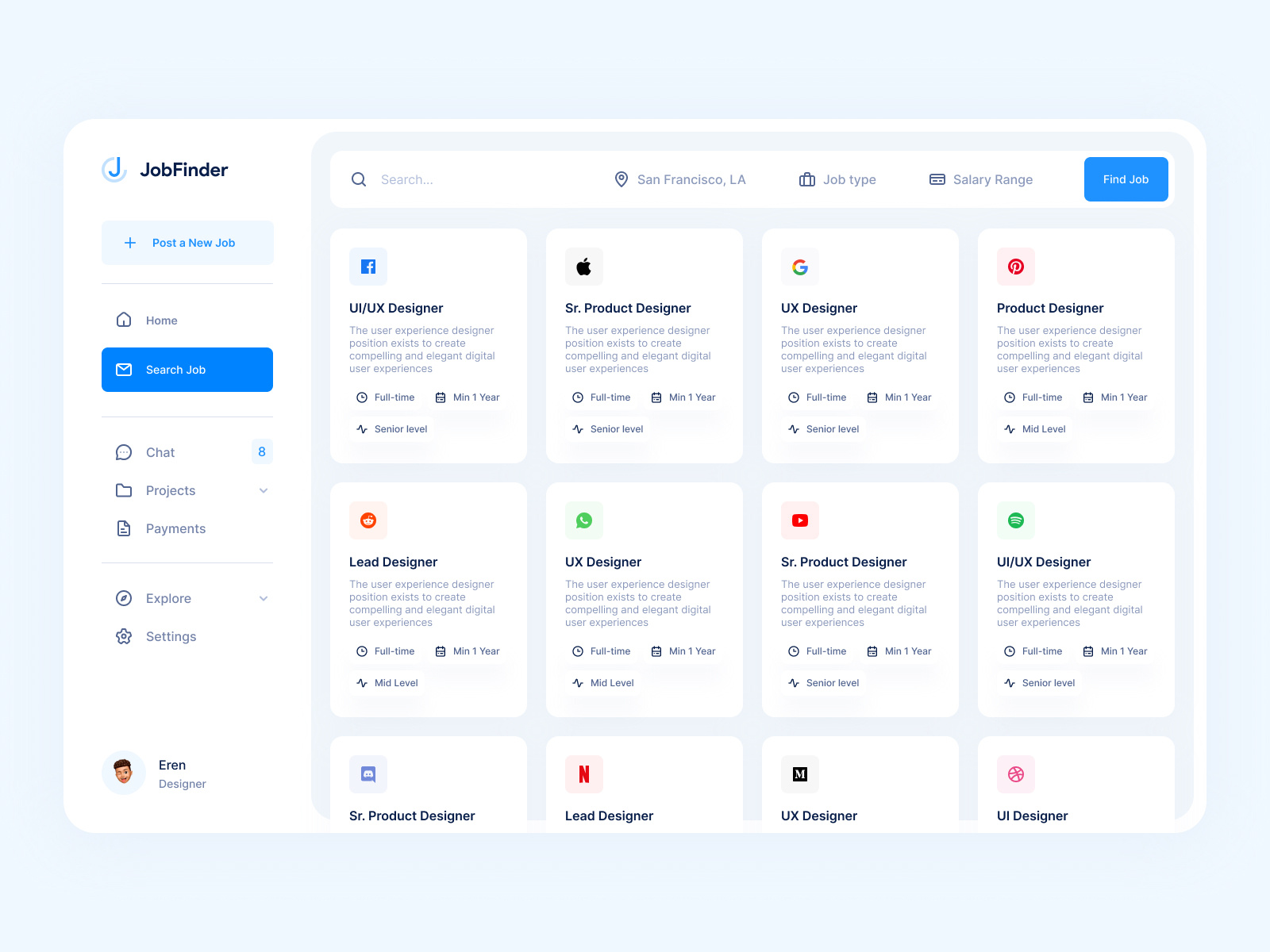 JobFinder: Dashboard by Eren on Dribbble