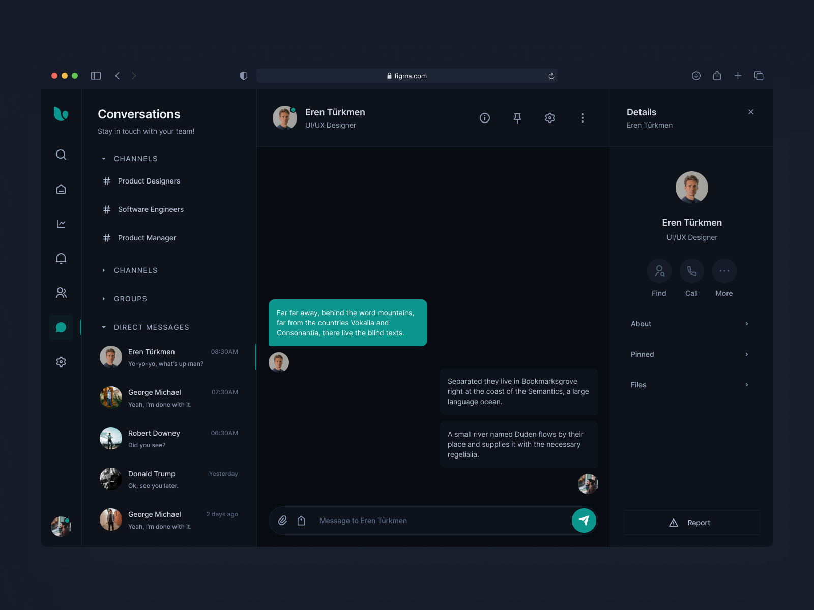 Dashboard: Conversations (Dark) by Eren on Dribbble