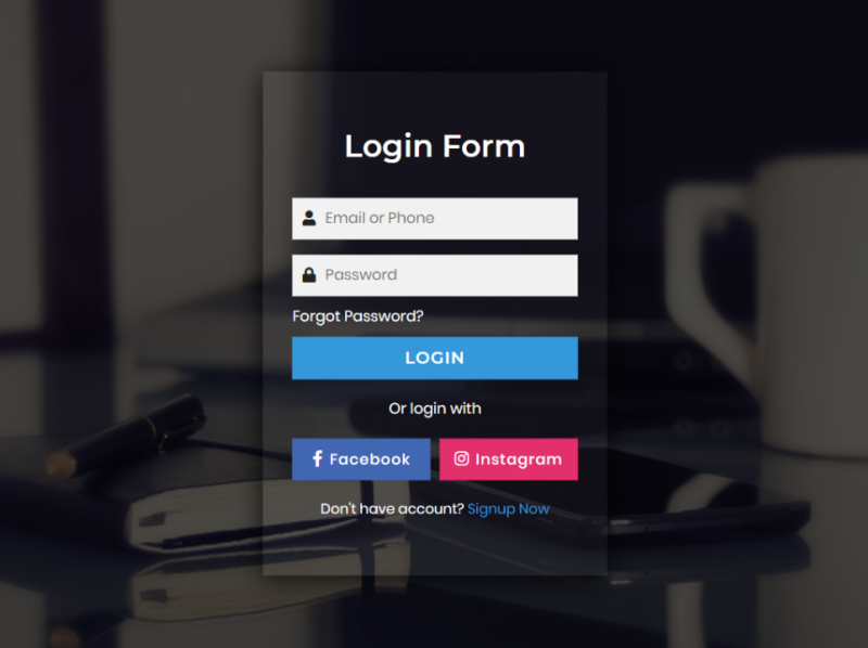 Transparent Login Form in HTML CSS by CodingNepal on Dribbble