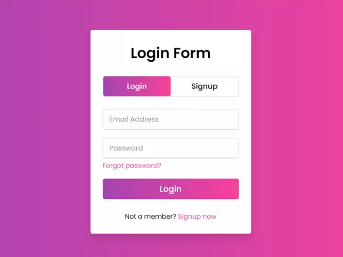 Animated Login & Signup Form Design using HTML CSS & JavaScript by CodingNepal on Dribbble