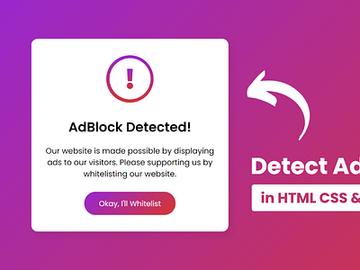 Detect AdBlock using HTML CSS & JavaScript by CodingNepal on Dribbble
