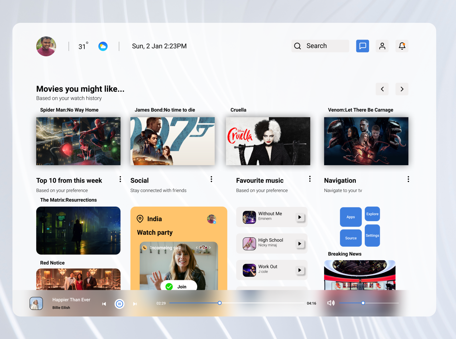 Tv app design concept by BHARGAV.D on Dribbble